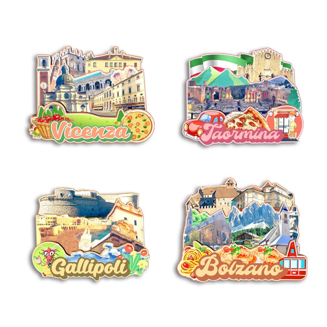Vicenza Taormina Gallipoli Bolzano Italy USA Fridge Magnet City Trvavel ...