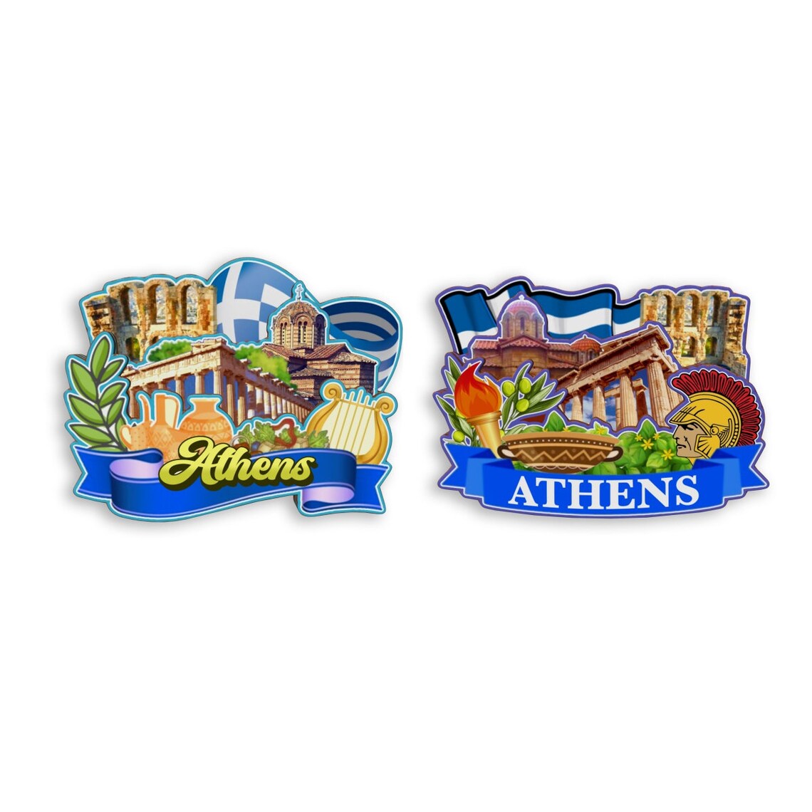 Athens Greece Fridge Magnet City Trvavel Souvenirs Handmade Wood ...