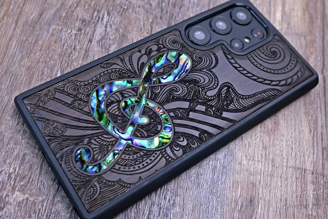 Wood Music Note Phone Case: Abalone & Pearl Inlay - Etsy