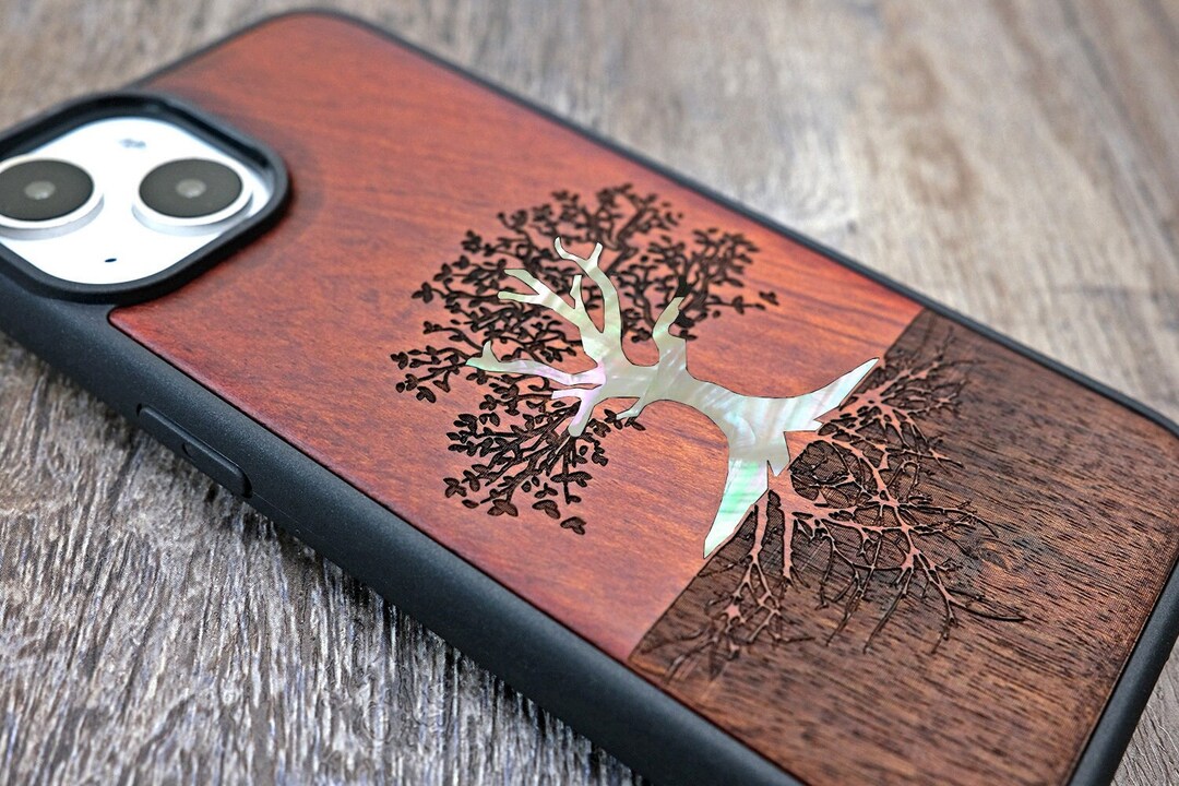Celtic Tree Case, Wood Engraved Case, Magsafe Case, for iPhone 15 14 13 ...
