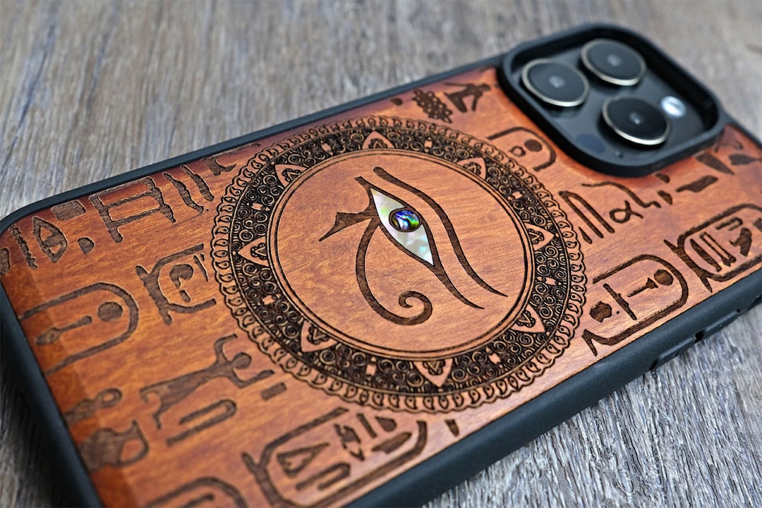 Eye of Horus Case, Wood iPhone 16 Pro Max 15 Pro 14 13 12 11 Case ...