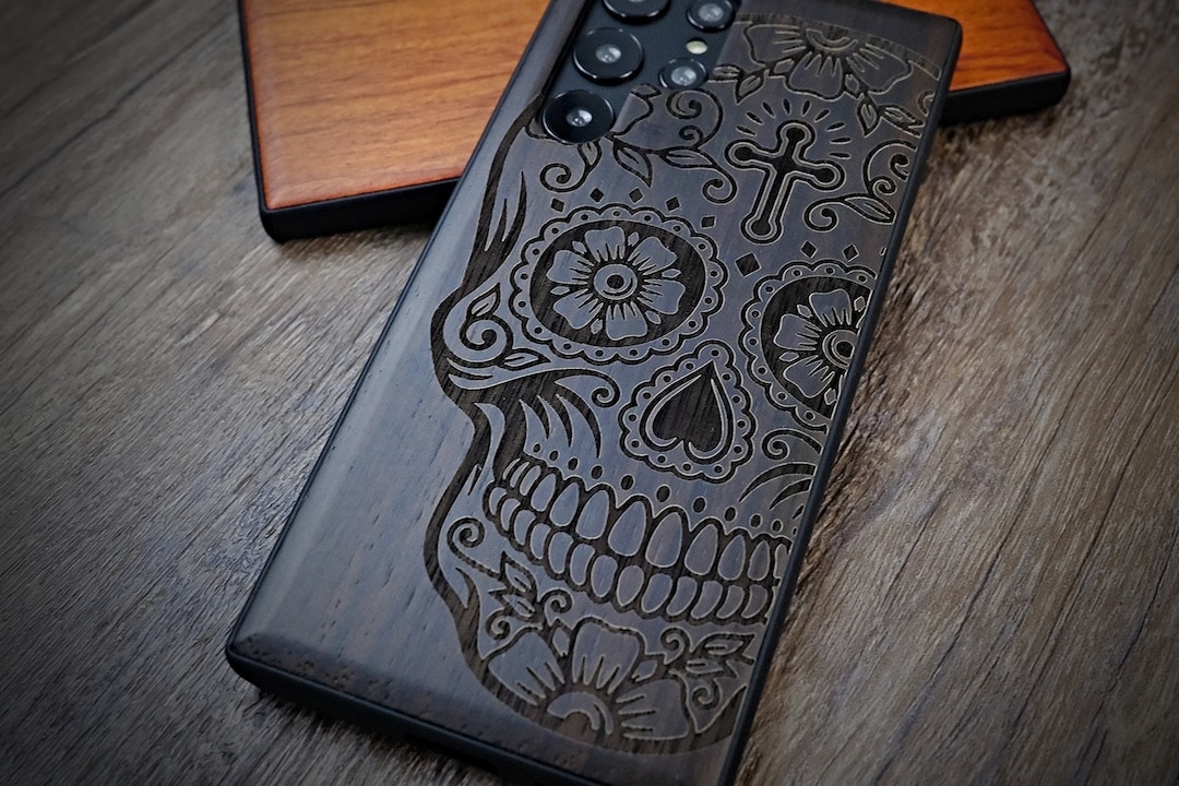 Engraved Candy Skull Wood Phone Case: Iphone, Samsung, Pixel - Etsy