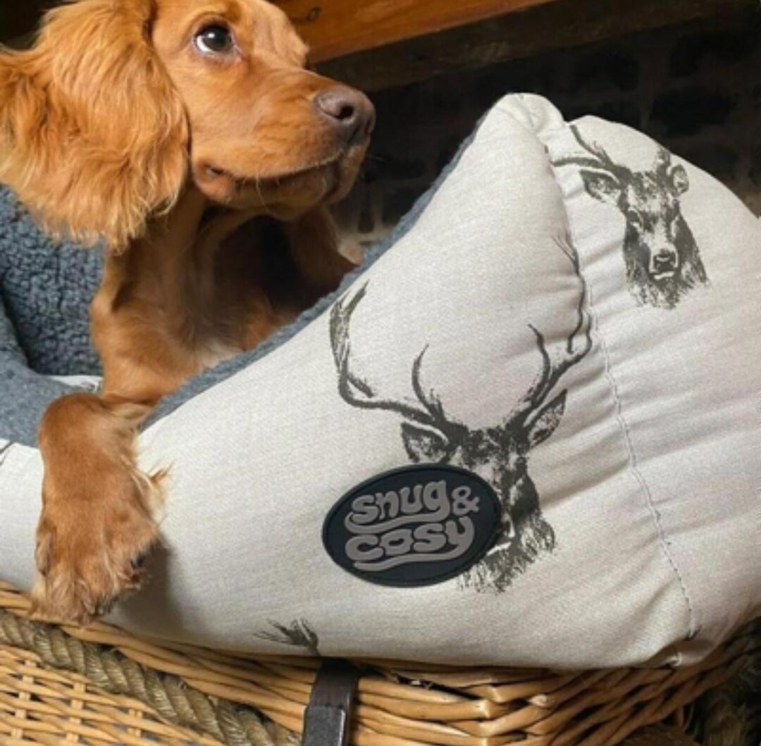 Snug & Cosy Stag Print Dog Bed - Etsy