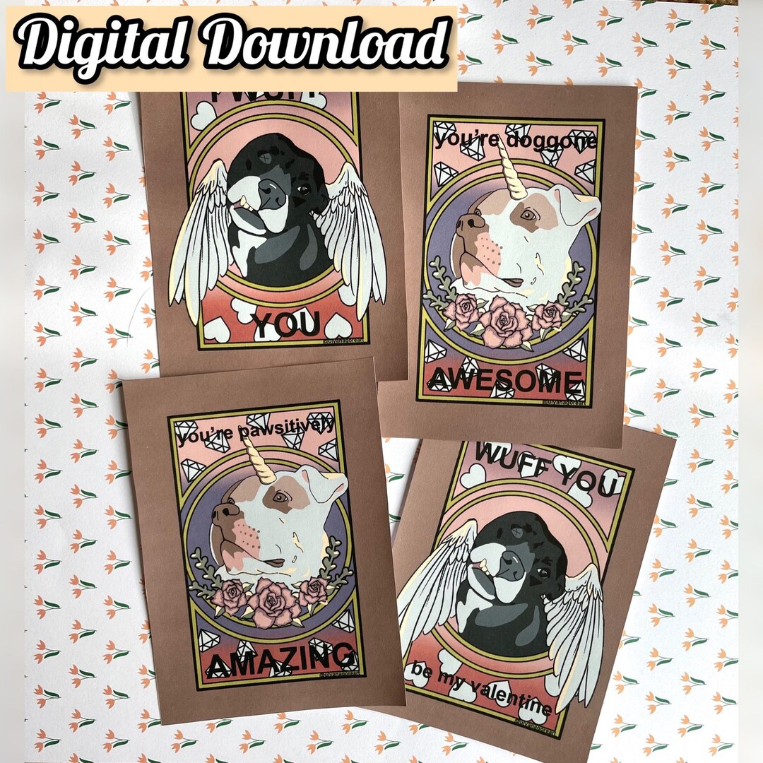 Printable Dog Valentines Day Cards for Dog Lovers, Family, Friends, and ...