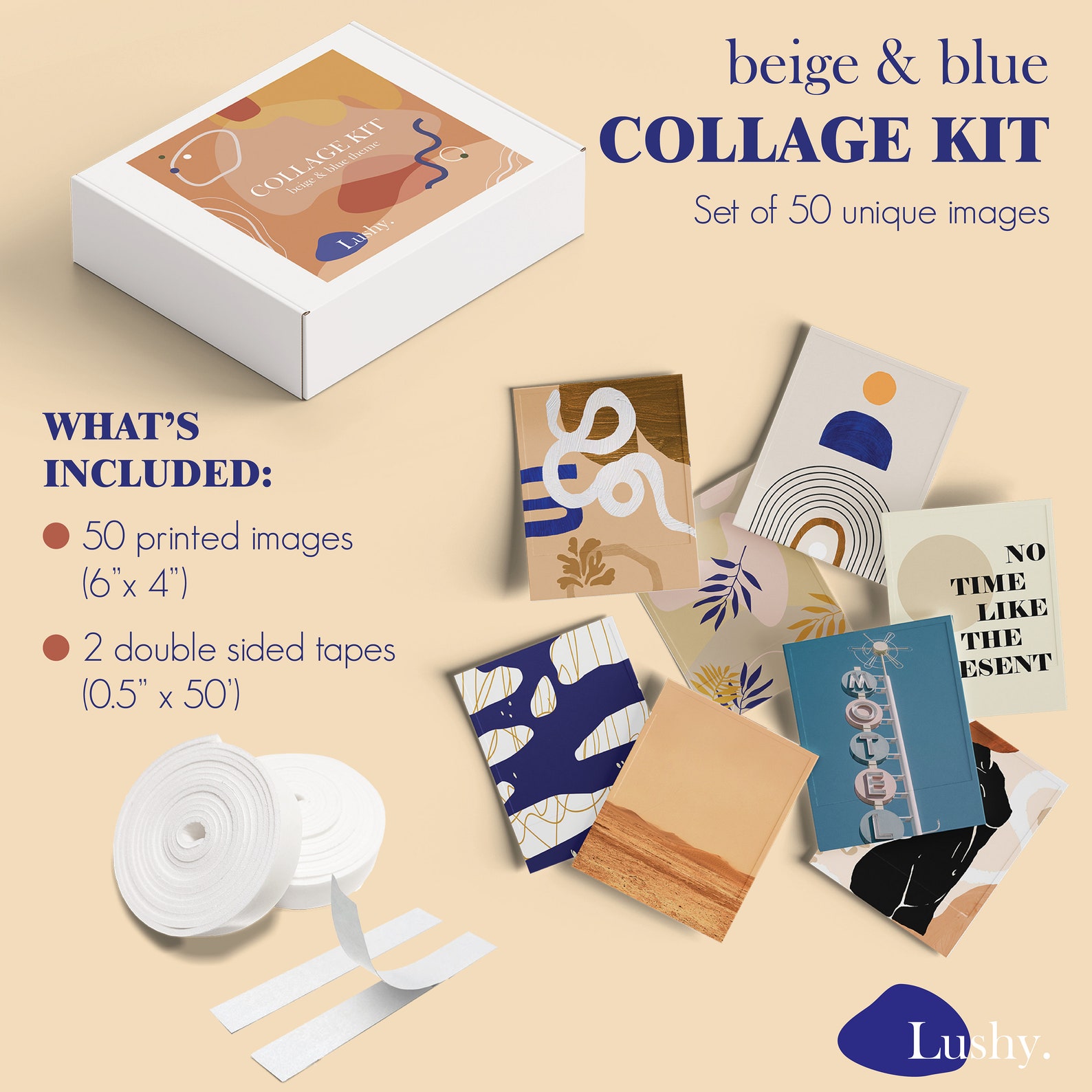 Photo Collage Kit | 50 Postcards 4'' X 6'' | Blue & Beige Theme - Etsy