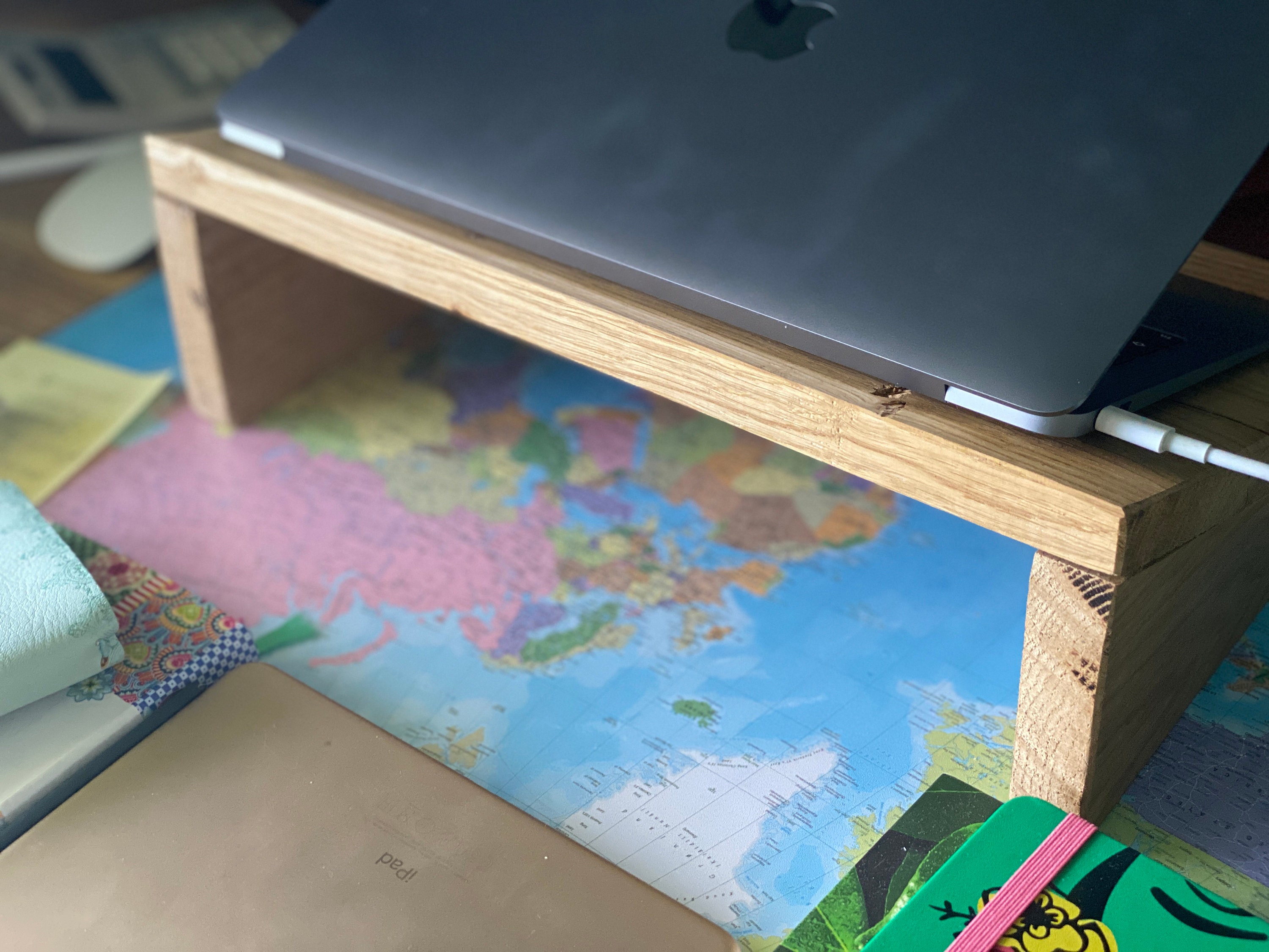 M59 Solid Oak Laptop Stand Solid Oak Book Raiser Laptop | Etsy