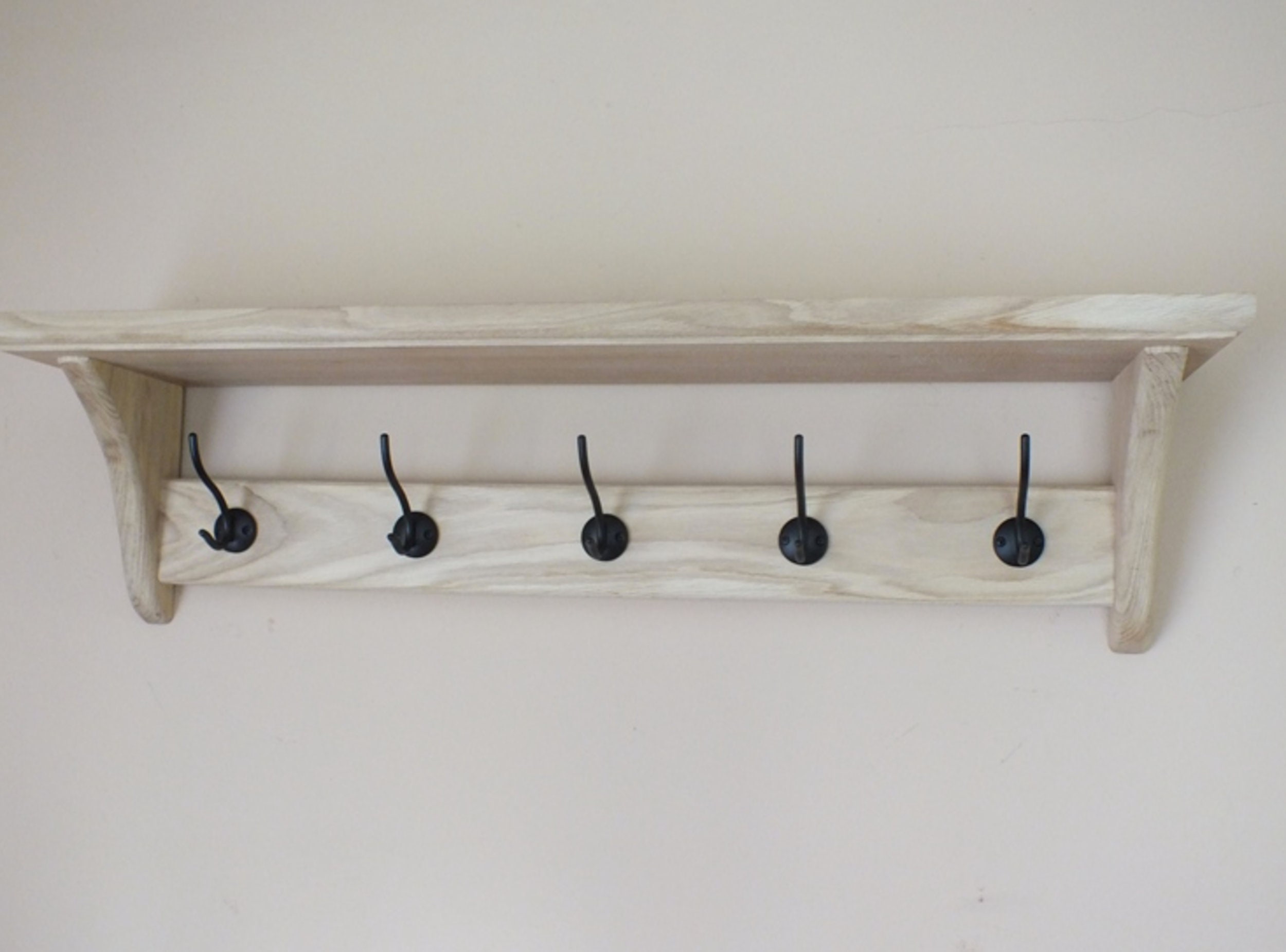 W30 Solid Oak Wall Mounted Coat Rack Hanger With Top Shelf - Etsy