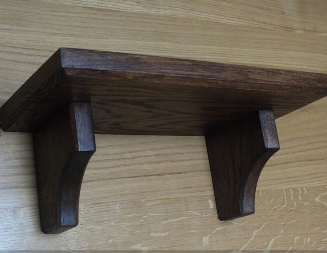 P5 Beautifully Crafted Small Oak Shelf | Solid Oak Shelf With Supported ...
