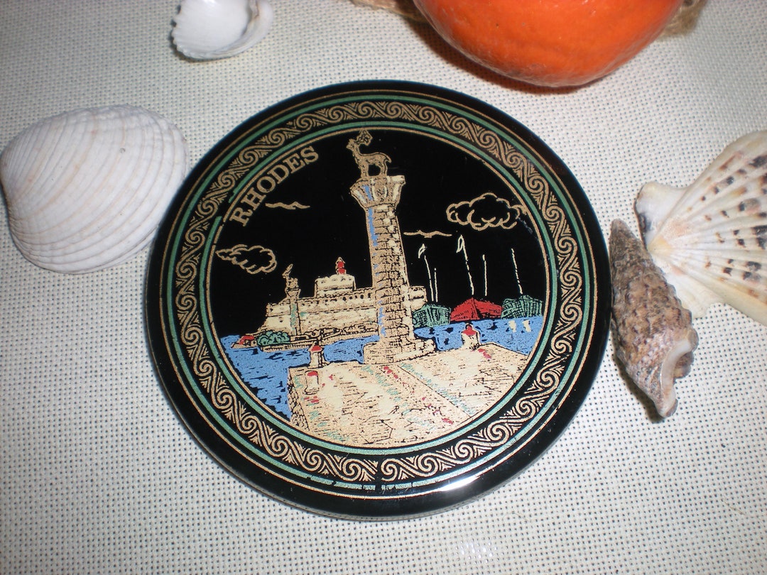 Vintage Ceramic Coaster Rhodes, Greece With Deer, Symbol of the Island ...