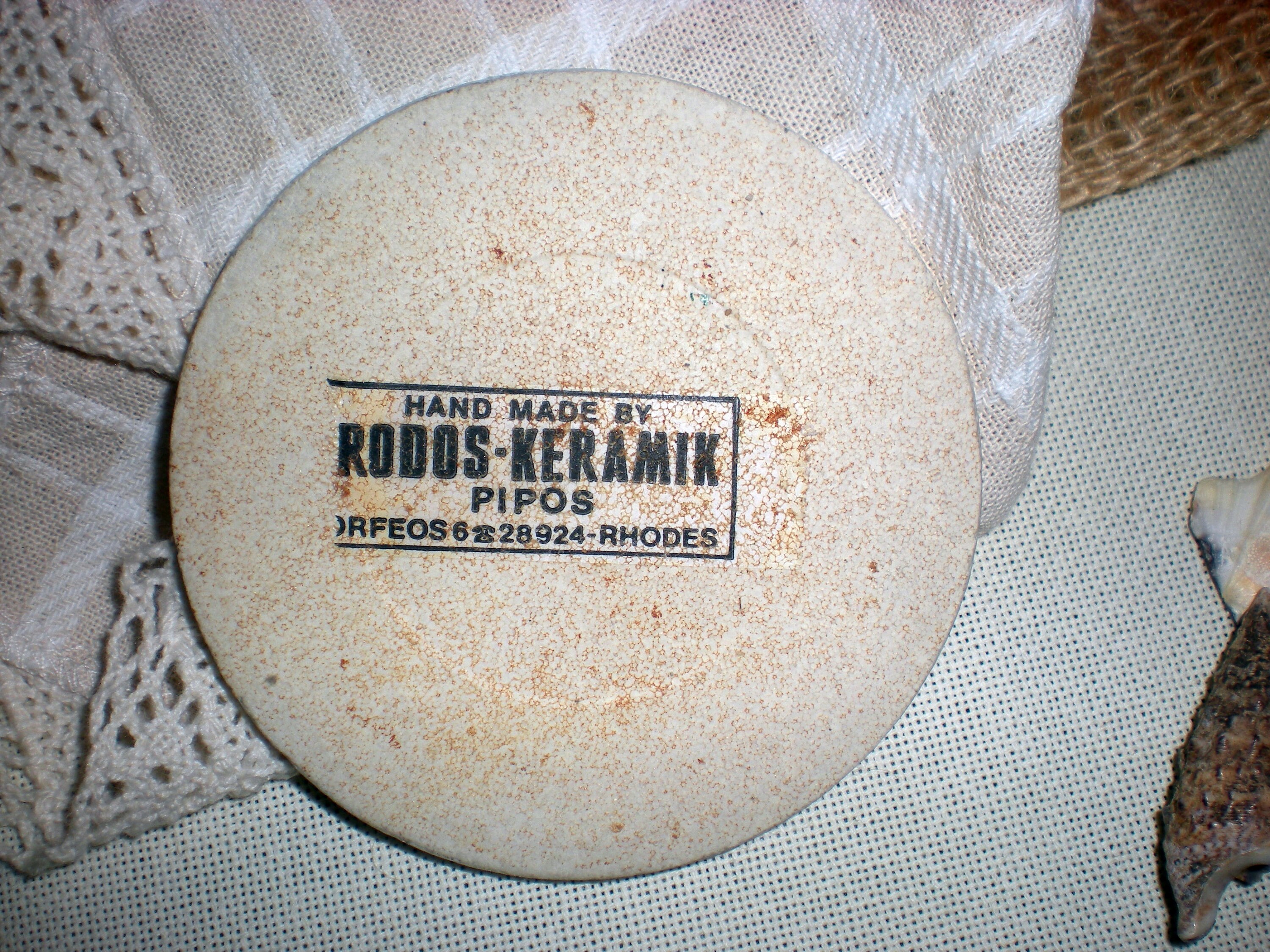 Vintage Greek Ceramic Coaster Hibiscus Design Hand Made by - Etsy