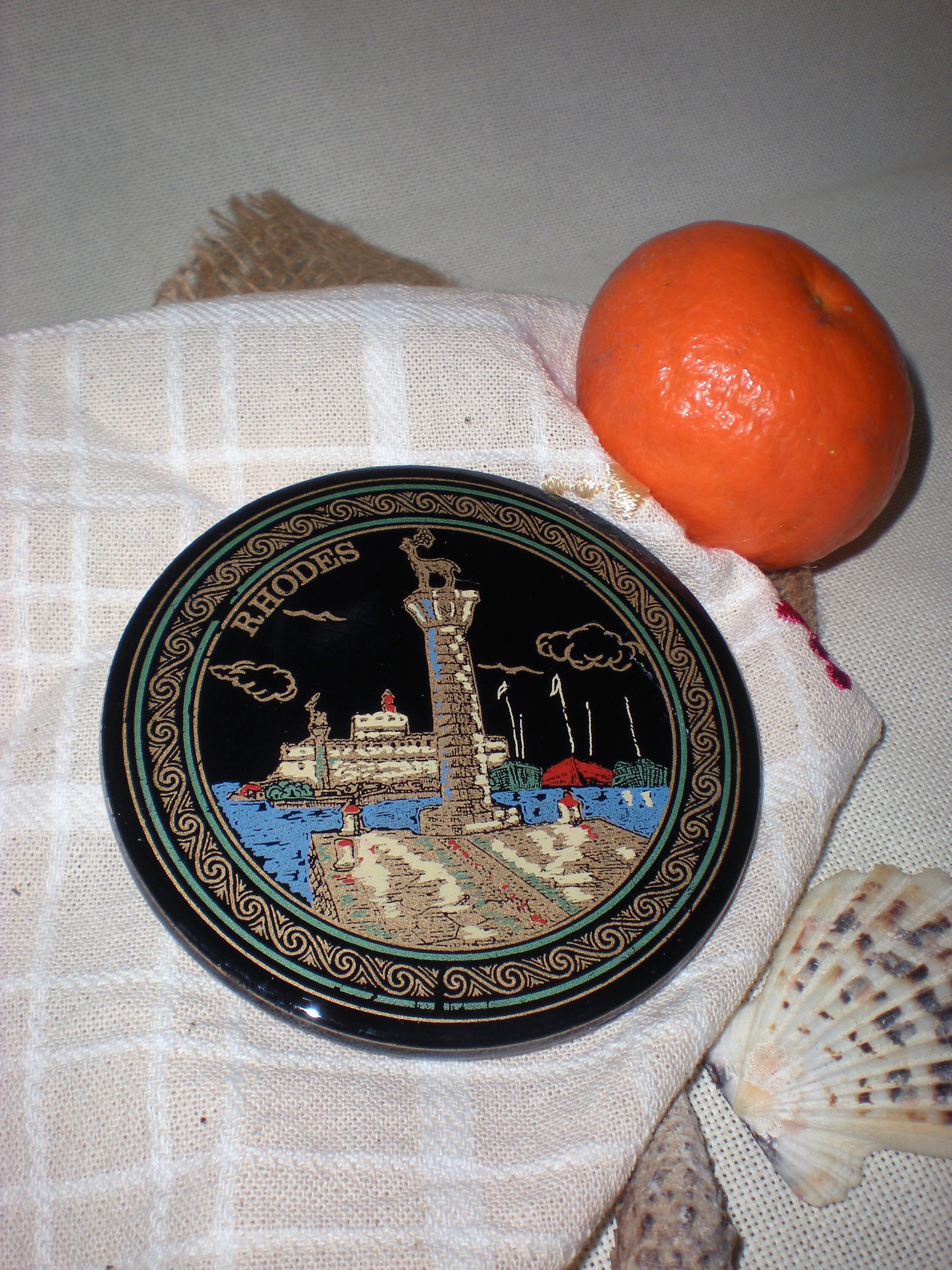 Vintage Ceramic Coaster Rhodes, Greece With Deer, Symbol of the Island ...
