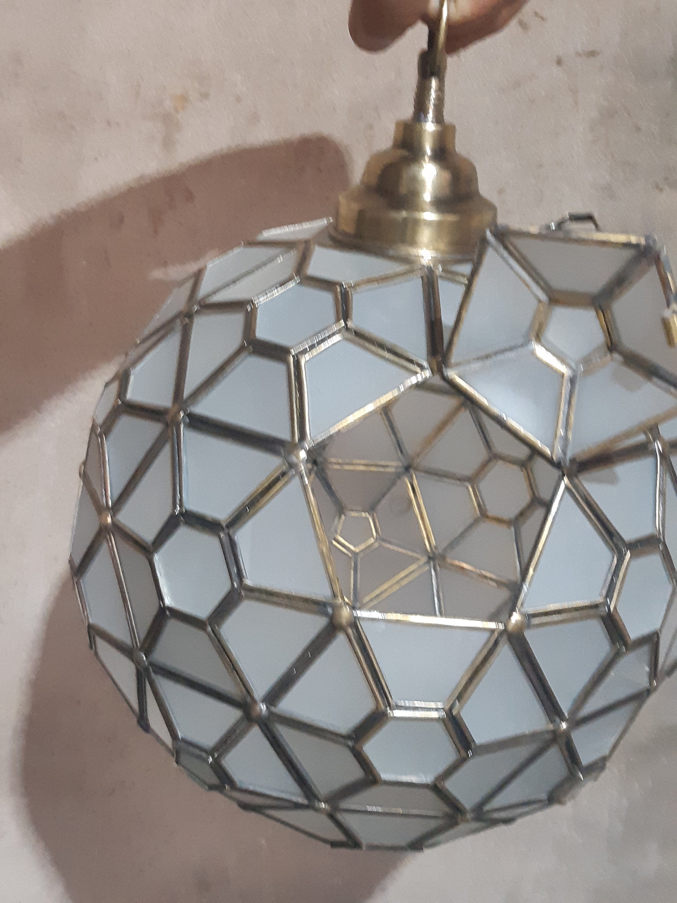 Milky Glass Lamp , Handmade Moroccan Brass Pendant Lamp , Moroccan ...