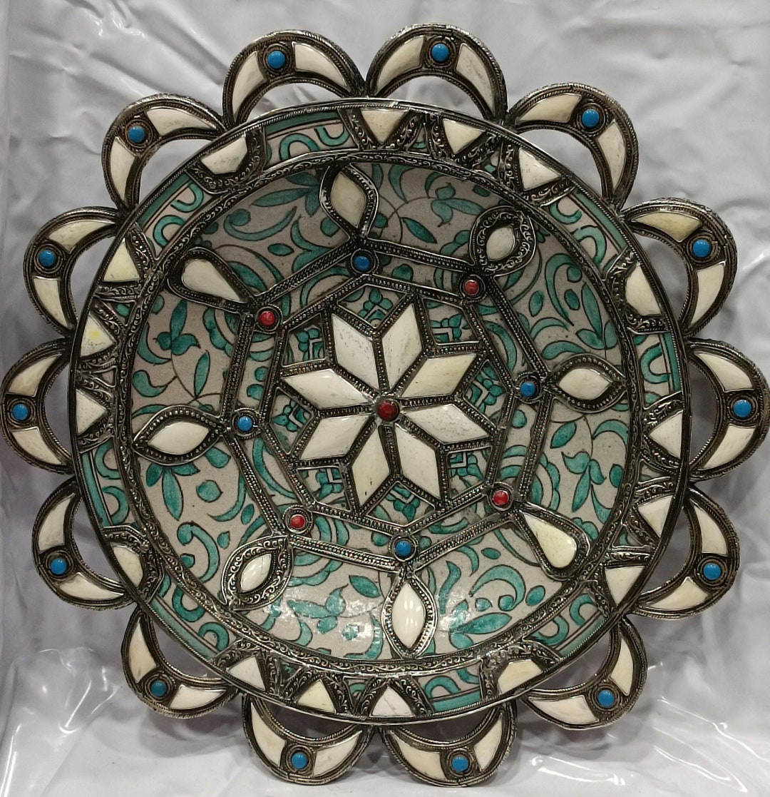 Céramique Marocaine Avec Incrustation De Nickel Et D'os, Cadeau En ...