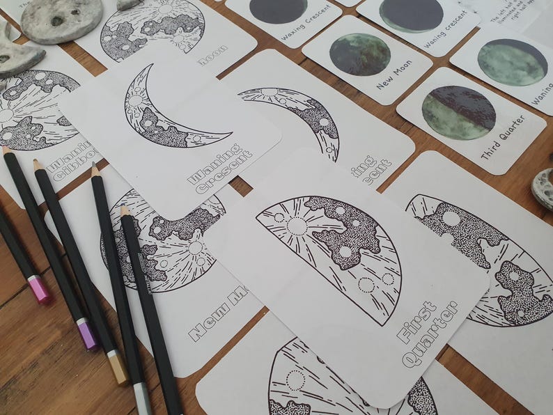 Moon Flash Cards Activity Pack | Colouring Unschooling Homeschooling - Etsy