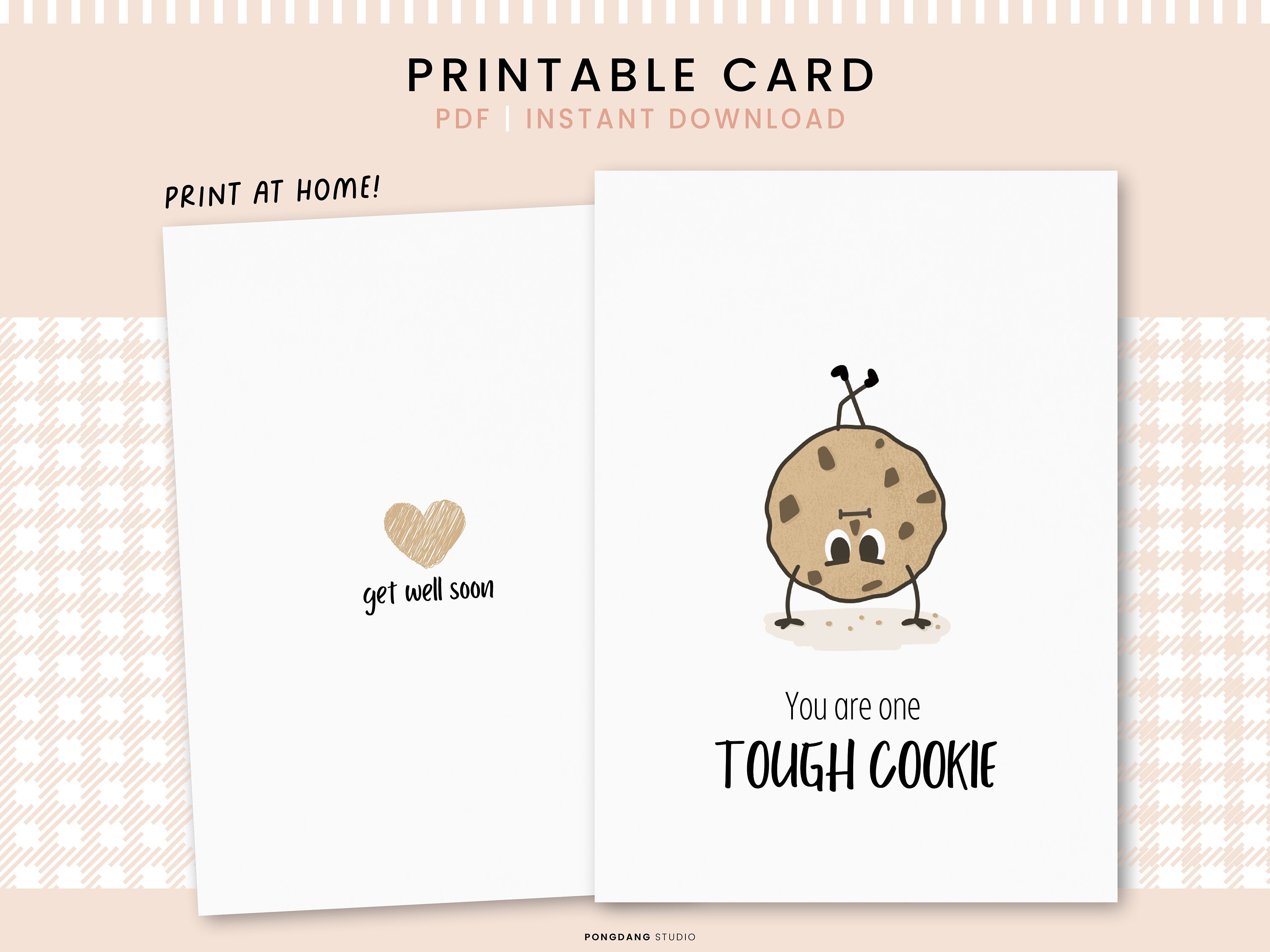 You're One Tough Cookie | Get Well Soon | Printable Card | Funny ...