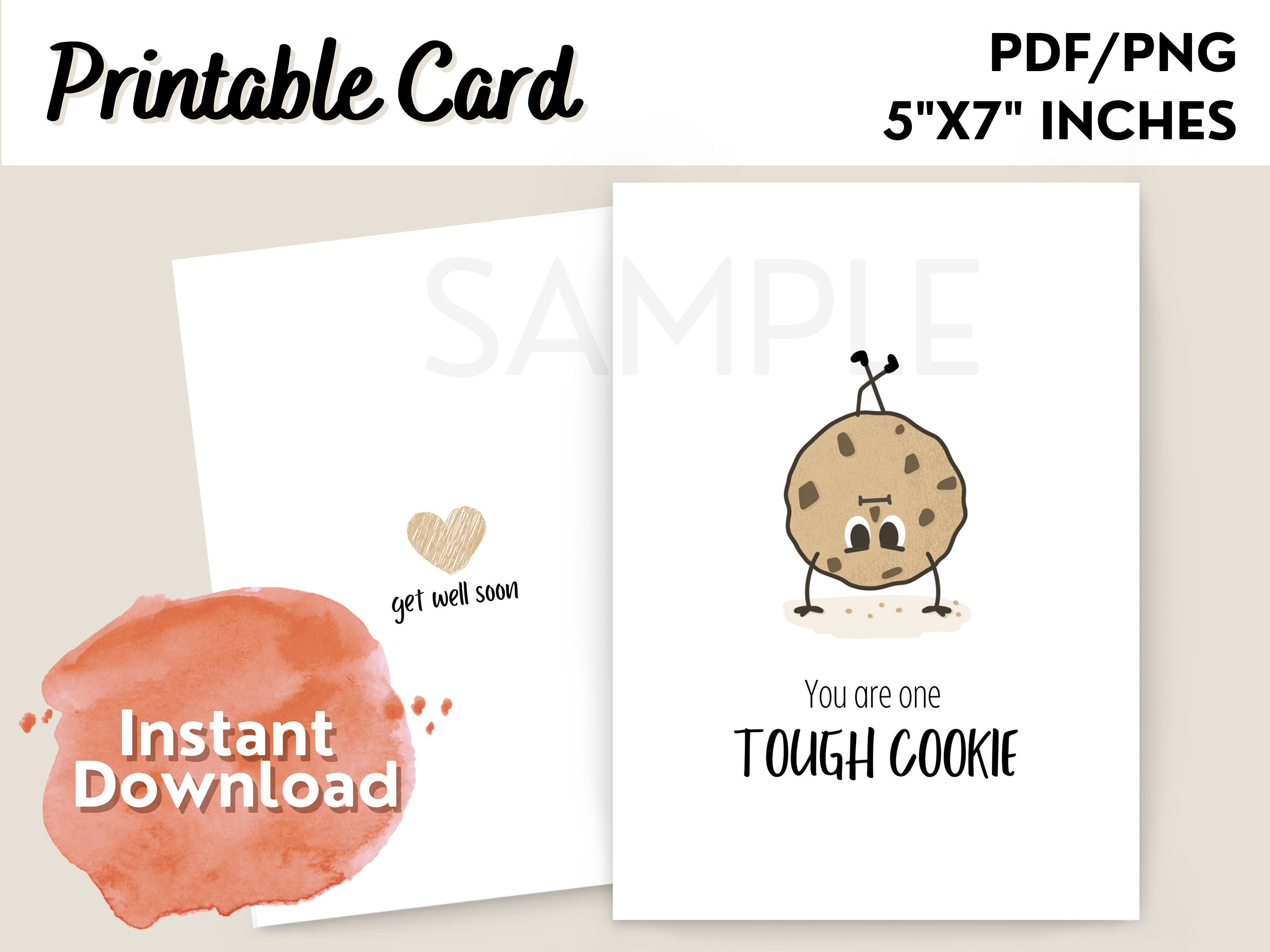 You're one tough cookie get well soon Printable Card | Etsy