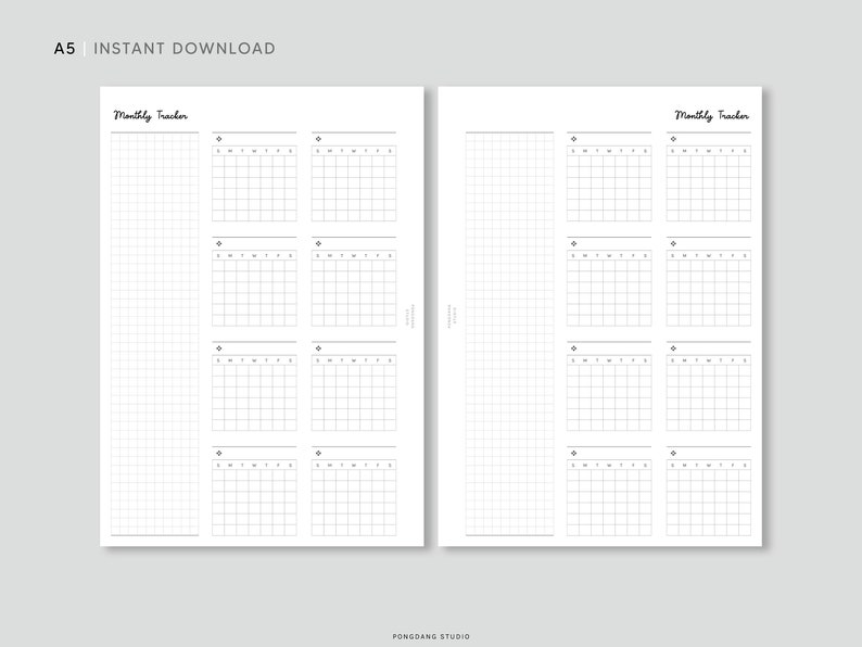 Monthly Tracker Sheet A5 Printable Planner Inserts Blank Calendar ...