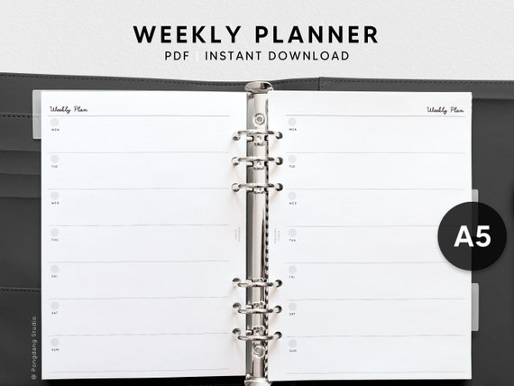 Weekly Planner A5 Printable Inserts Simple Undated WO1P | Etsy