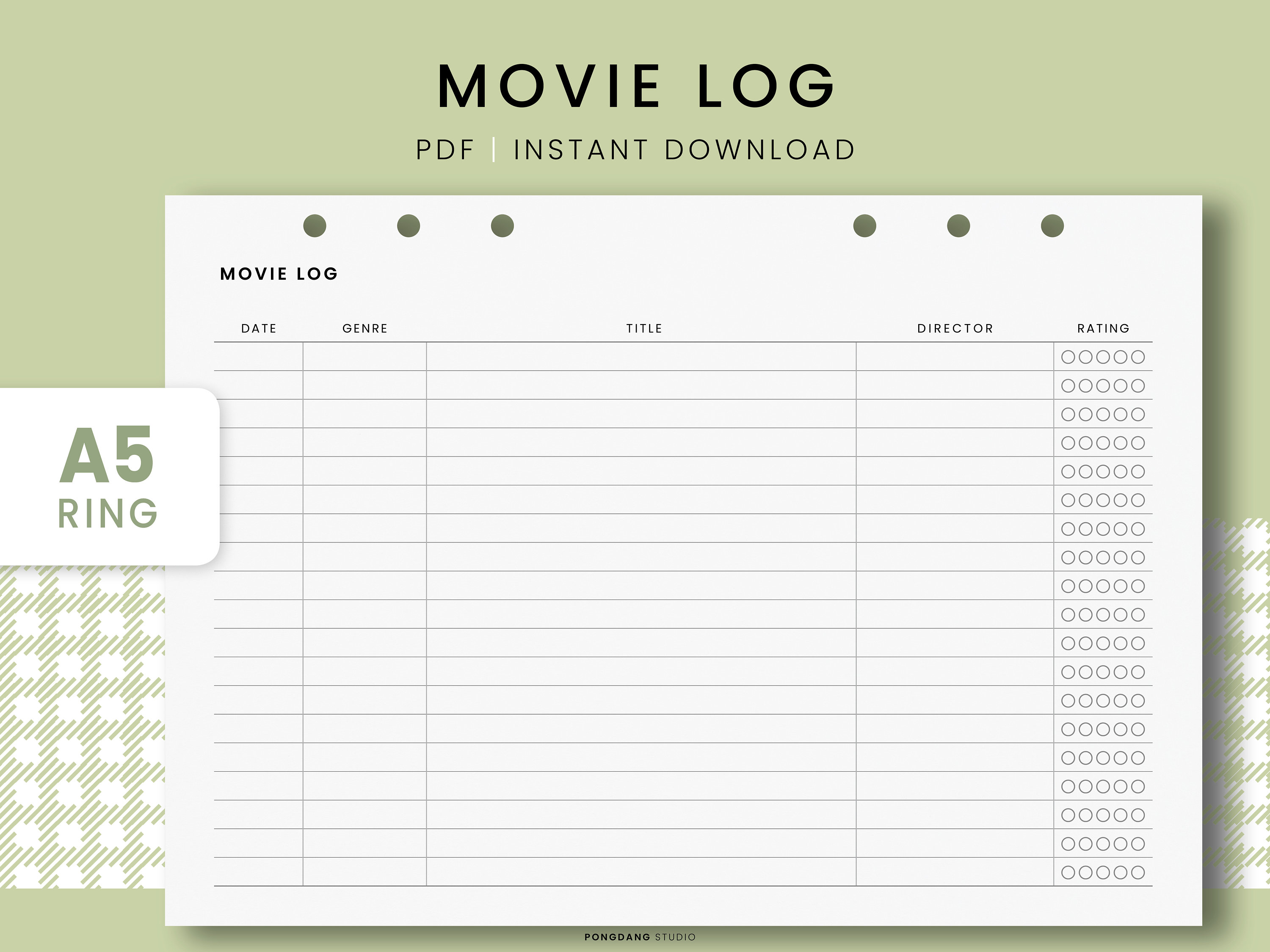 Movie Log A5 Printable Planner Inserts Film Tracker | Etsy