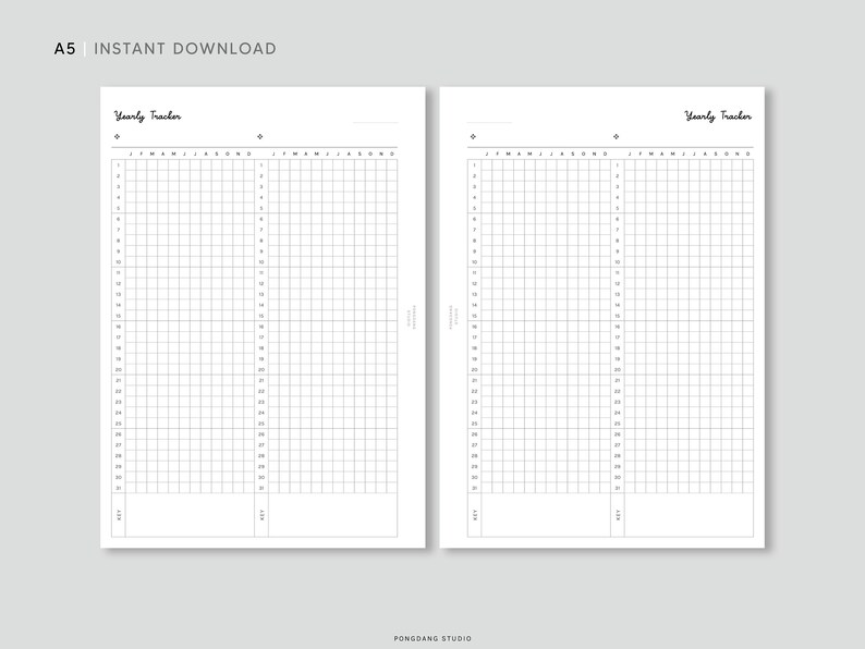 Yearly Tracker Sheet A5 Printable Planner Inserts A Year in Pixels ...