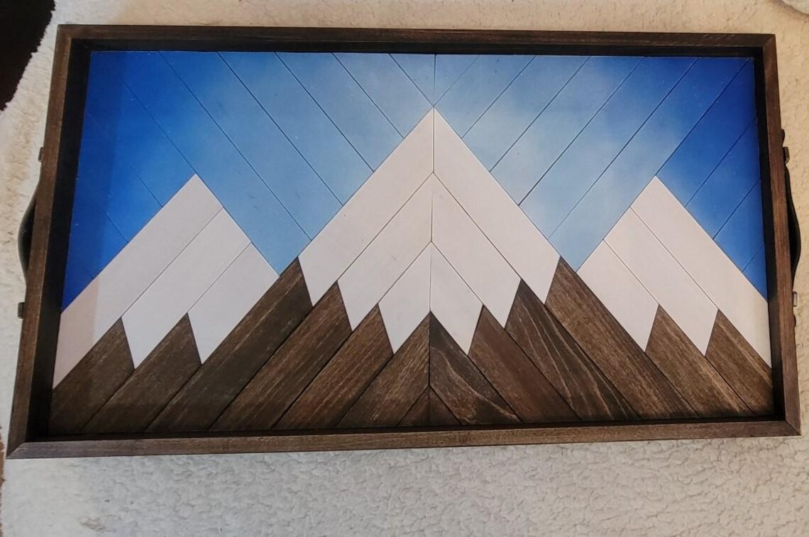 Handcrafted Mountain Wood Mosaic Art | Rustic Landscape Wall Decor in ...