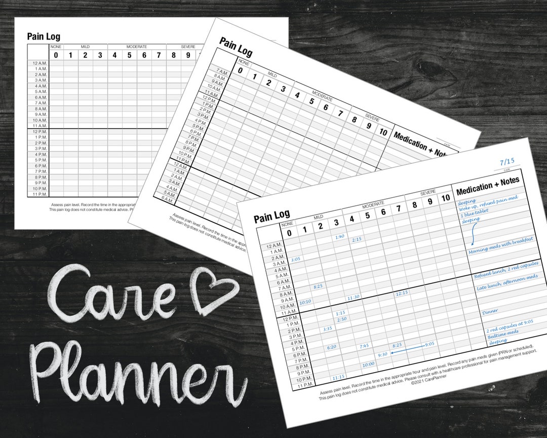 PRINTABLE Daily Pain Log: Record for Home Healthcare, Nurses, Hospice ...