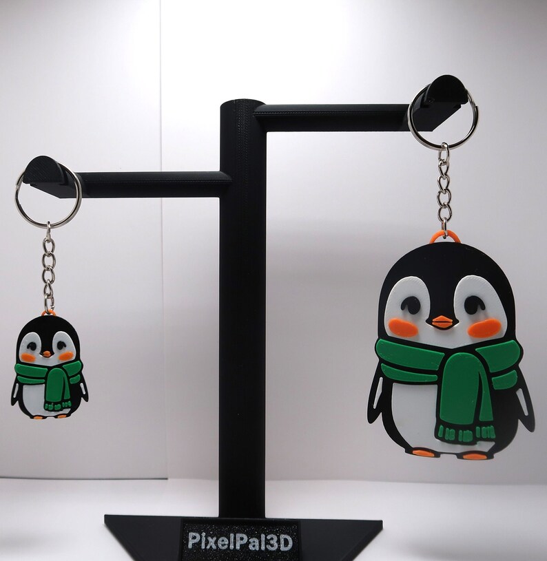 3D Penguin Keychain or Bag Charm | Two Sizes | 3D Printed Animal Hanger ...