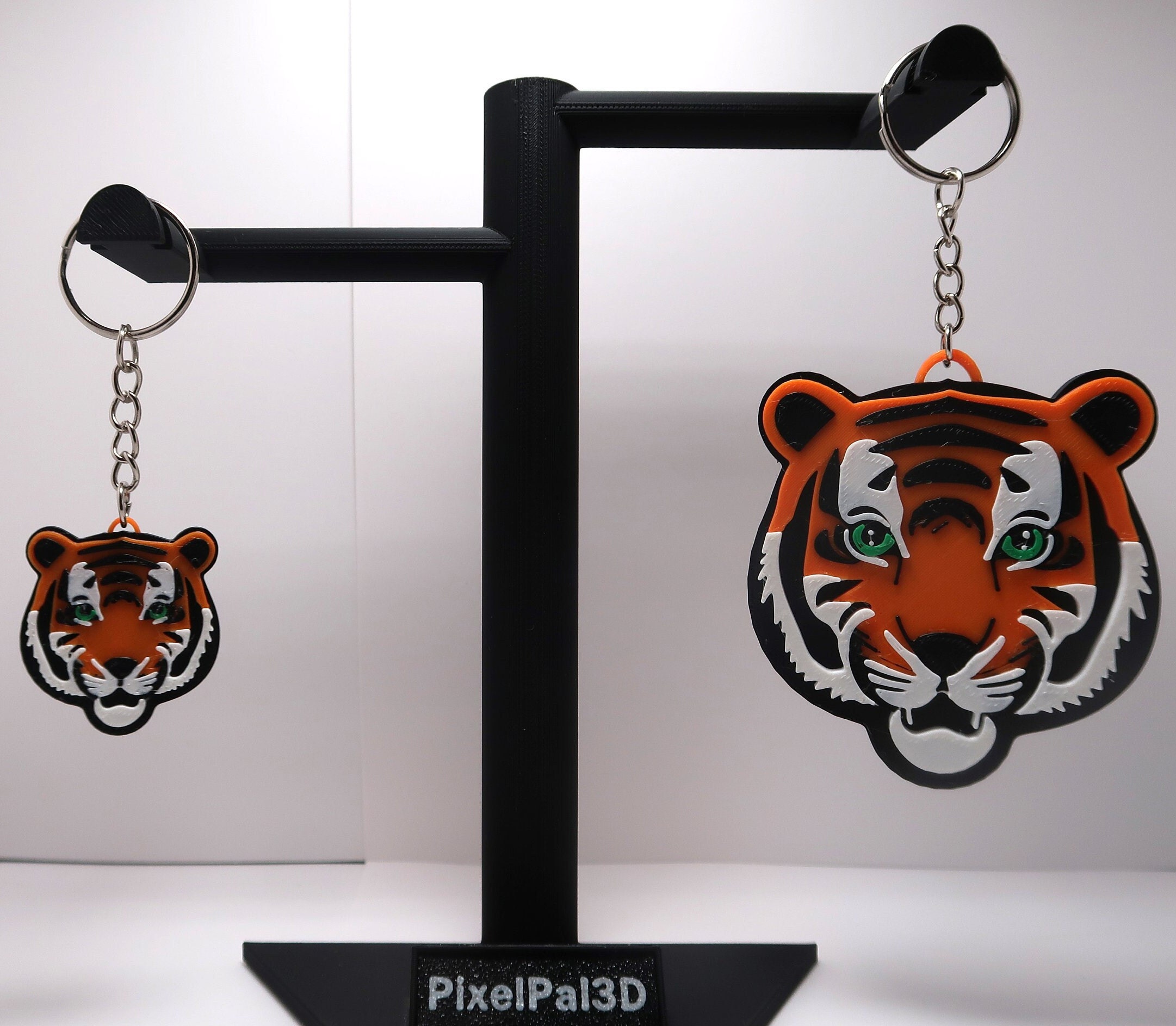 3D Tiger Keychain or Bag Charm | Two Sizes | 3D Printed Animal Hanger ...