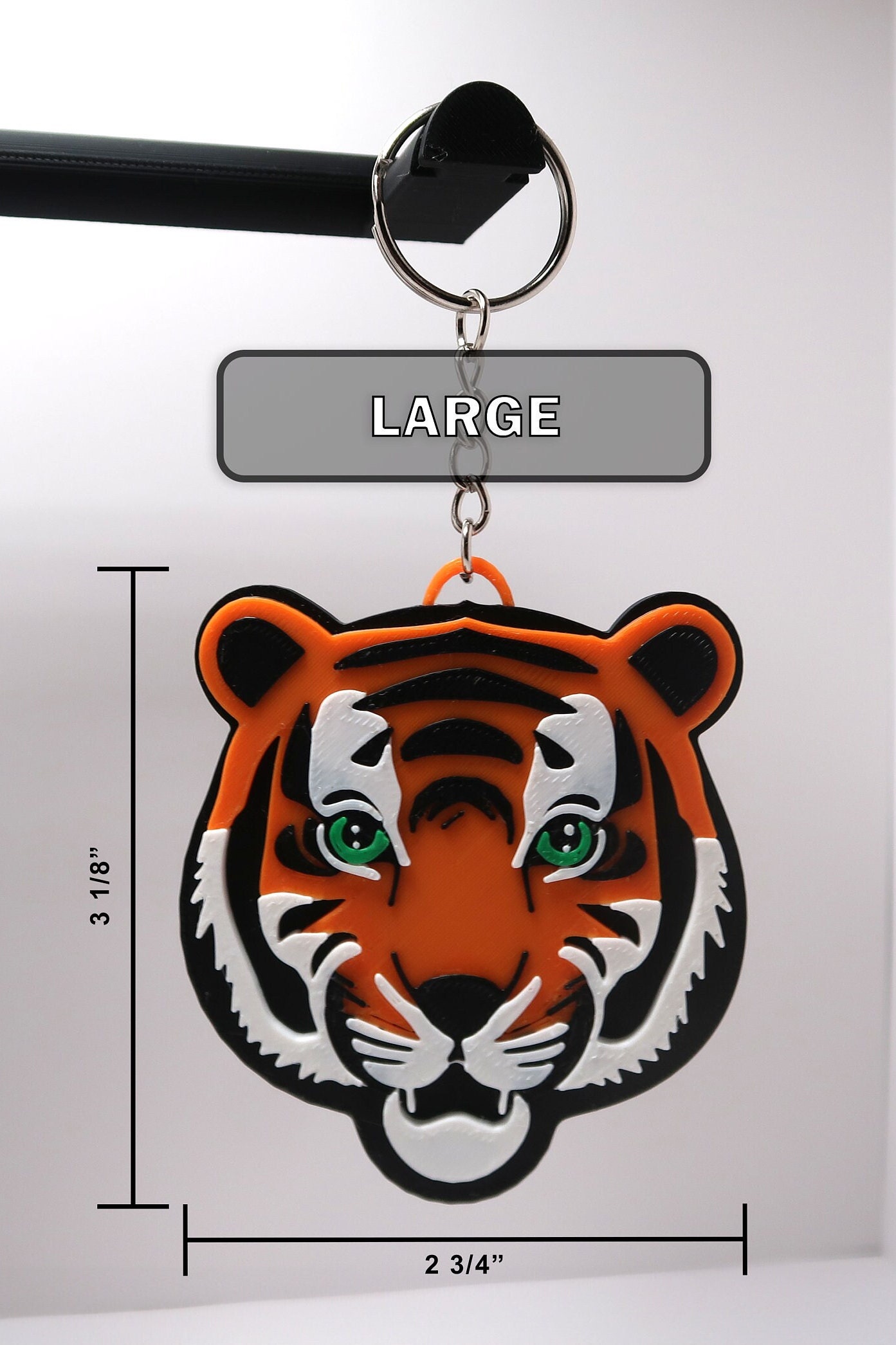 3D Tiger Keychain or Bag Charm | Two Sizes | 3D Printed Animal Hanger ...