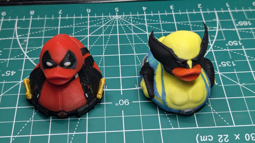 Deadpool and Wolverine Ducks 3D Printed Marvel Superhero Duckies Unique ...