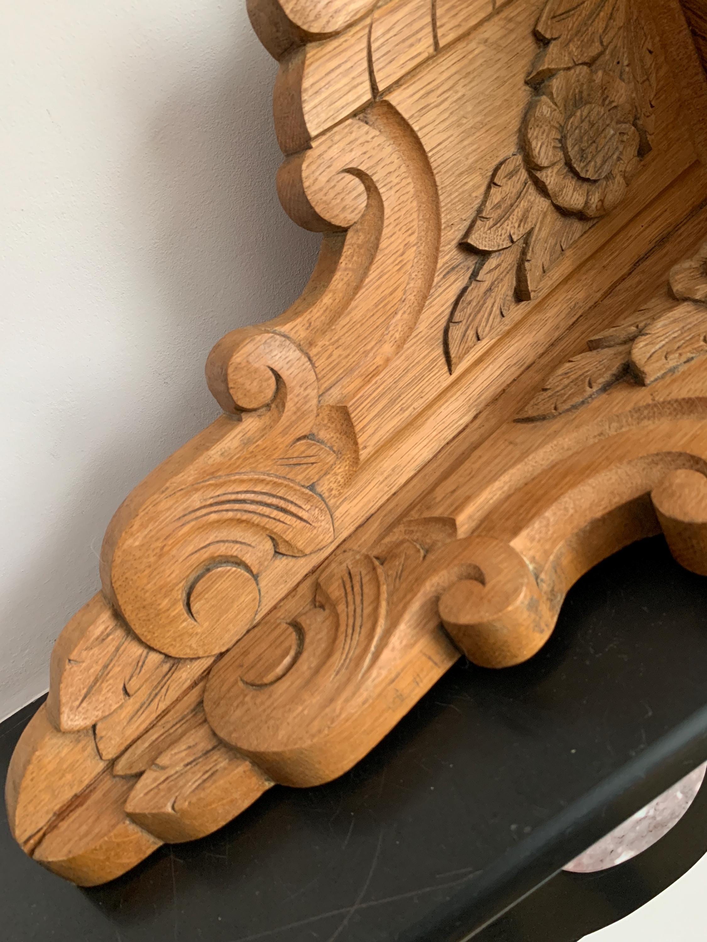 A Carved Corner Shelf With an Antique Flower Motif, Antique Carved Oak ...