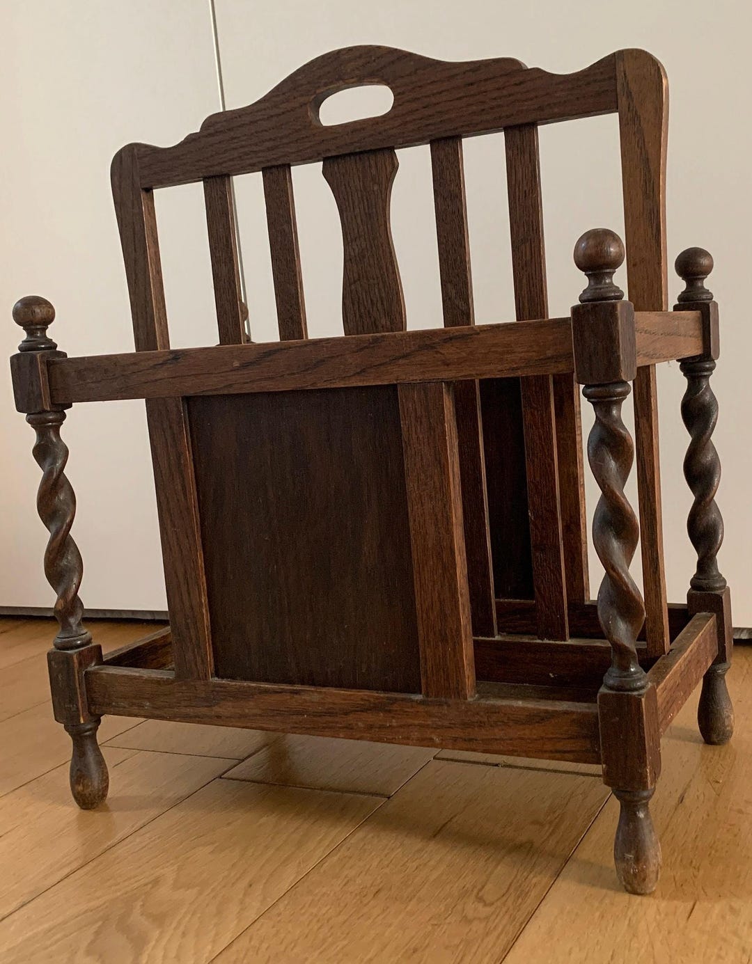 Antique Newspaper Rack With Turned Legs, Antique Noble Wood Magazine ...