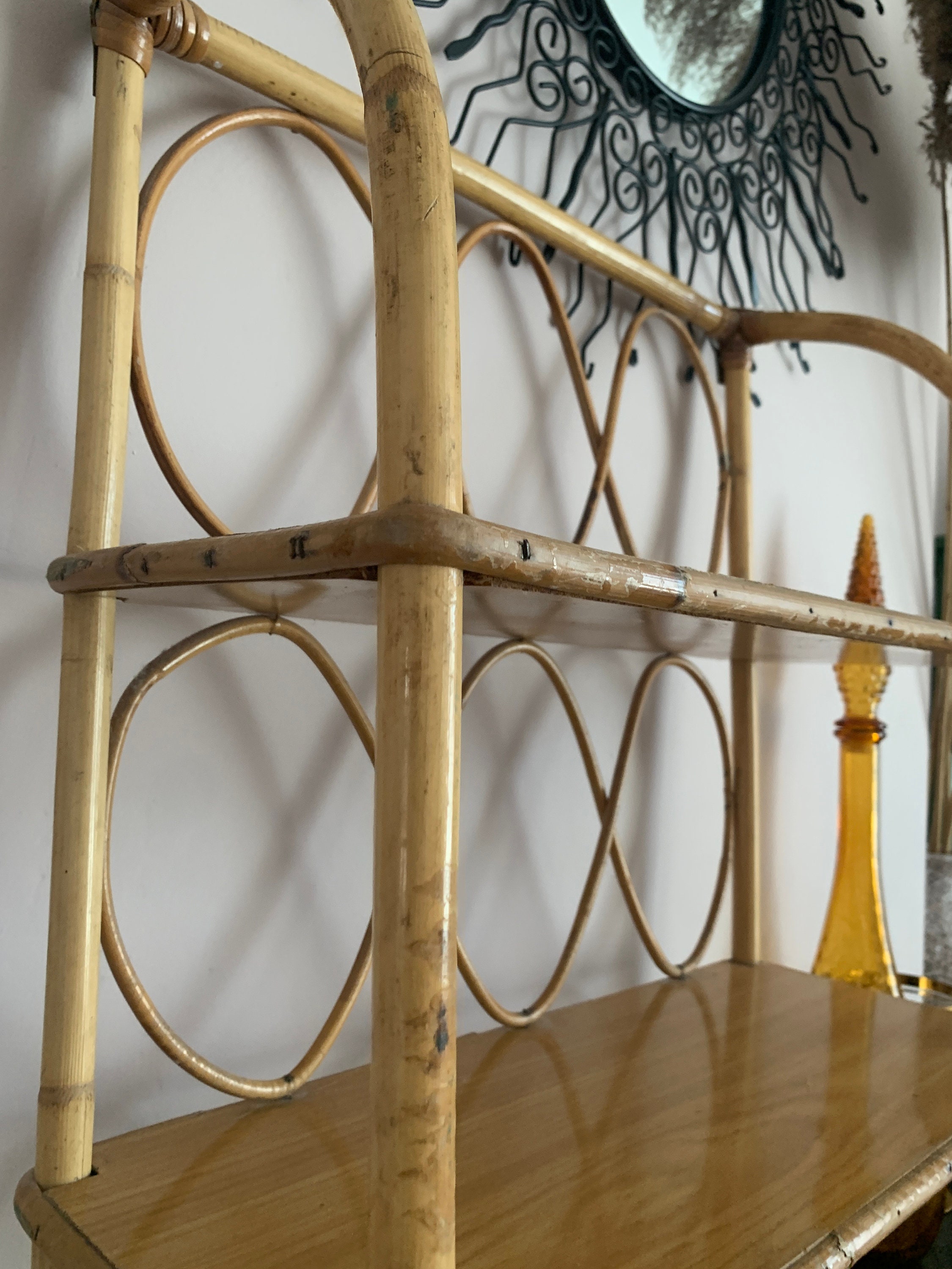 Vintage Rattan Shelf - Etsy
