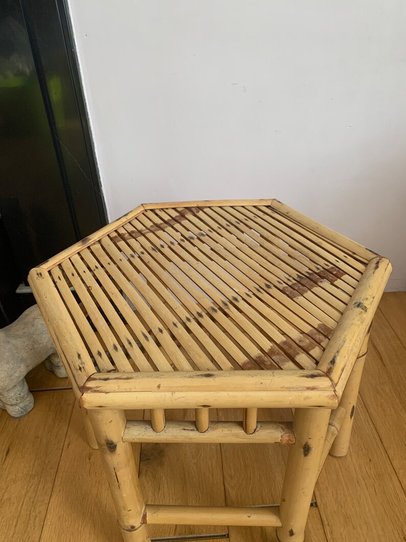 Small Hexagonal Bamboo Coffee Table - Etsy