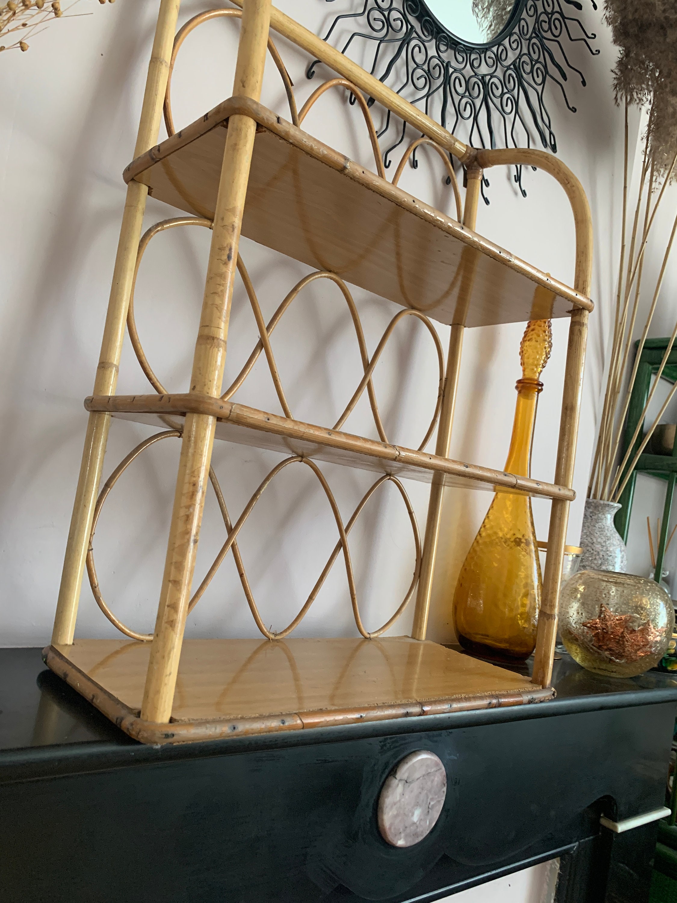 Vintage Rattan Shelf - Etsy