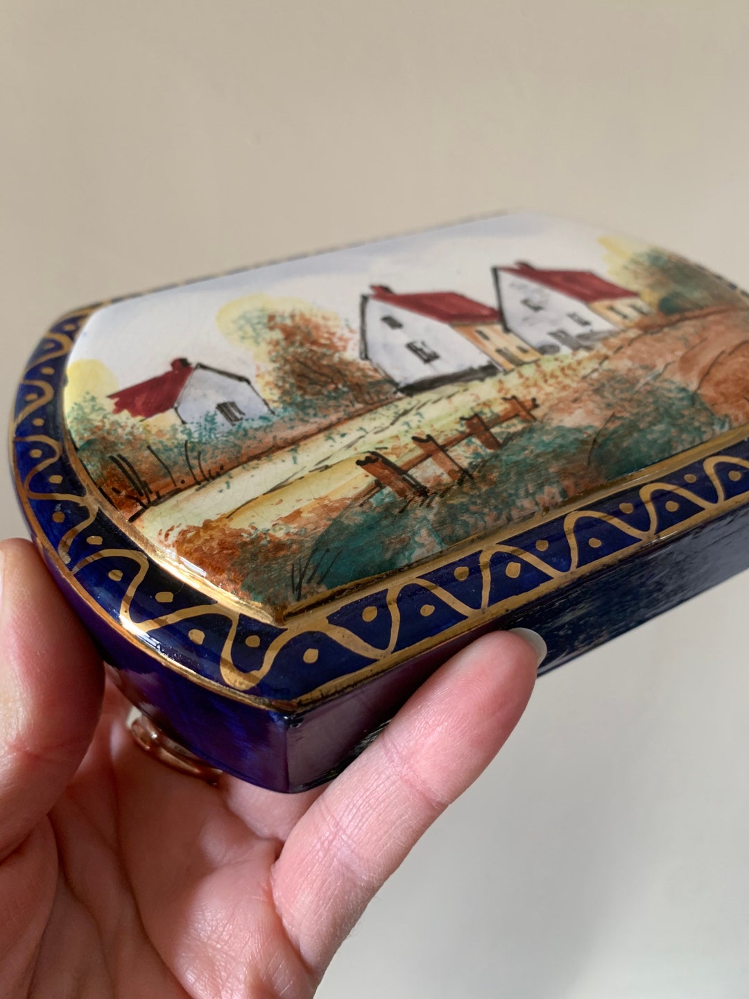 Antique Hand Painted Ceramic Jewelry Box, Rene Dubois, Numbered 220. - Etsy