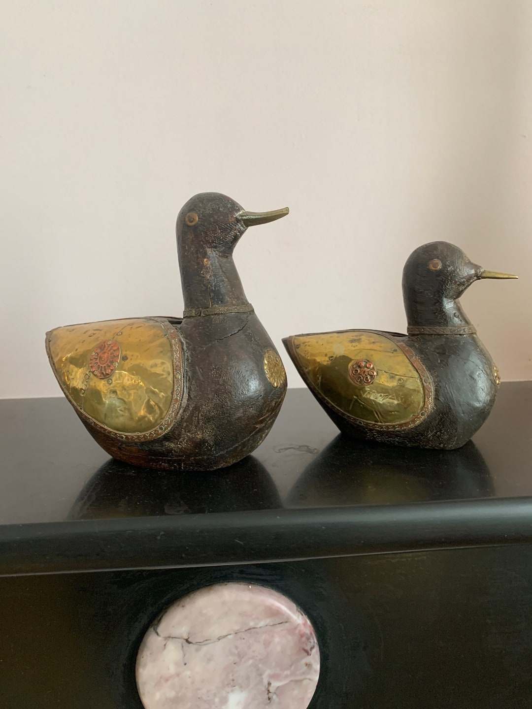 Duo of Decorated Wooden Ducks - Etsy