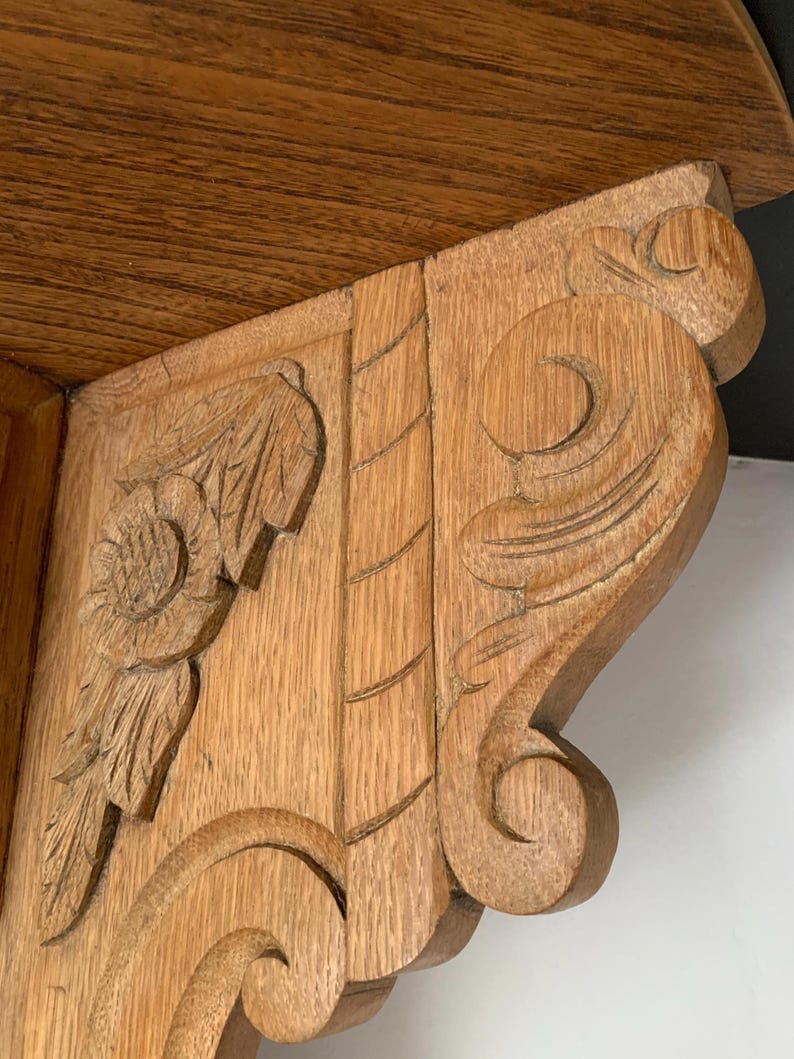 A Carved Corner Shelf With an Antique Flower Motif, Antique Carved Oak ...