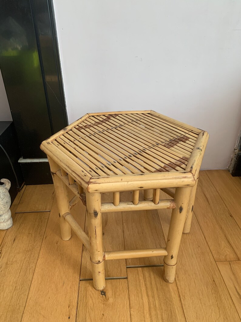 Small Hexagonal Bamboo Coffee Table - Etsy