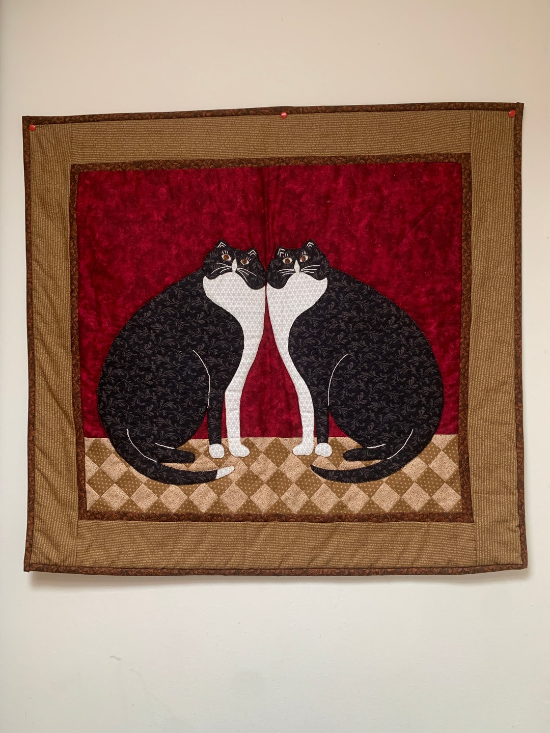 Patchwork With Two Cats Together, Pair of Patchwork Cats, Patchwork ...