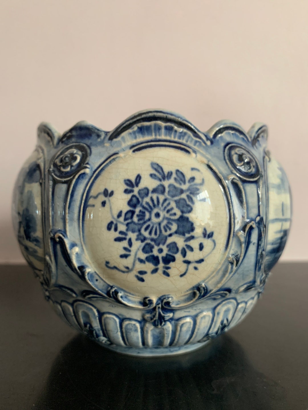 ANTIQUE Small Royal Bonn Delf Bowl, Decorative in Antique Blue, Small ...