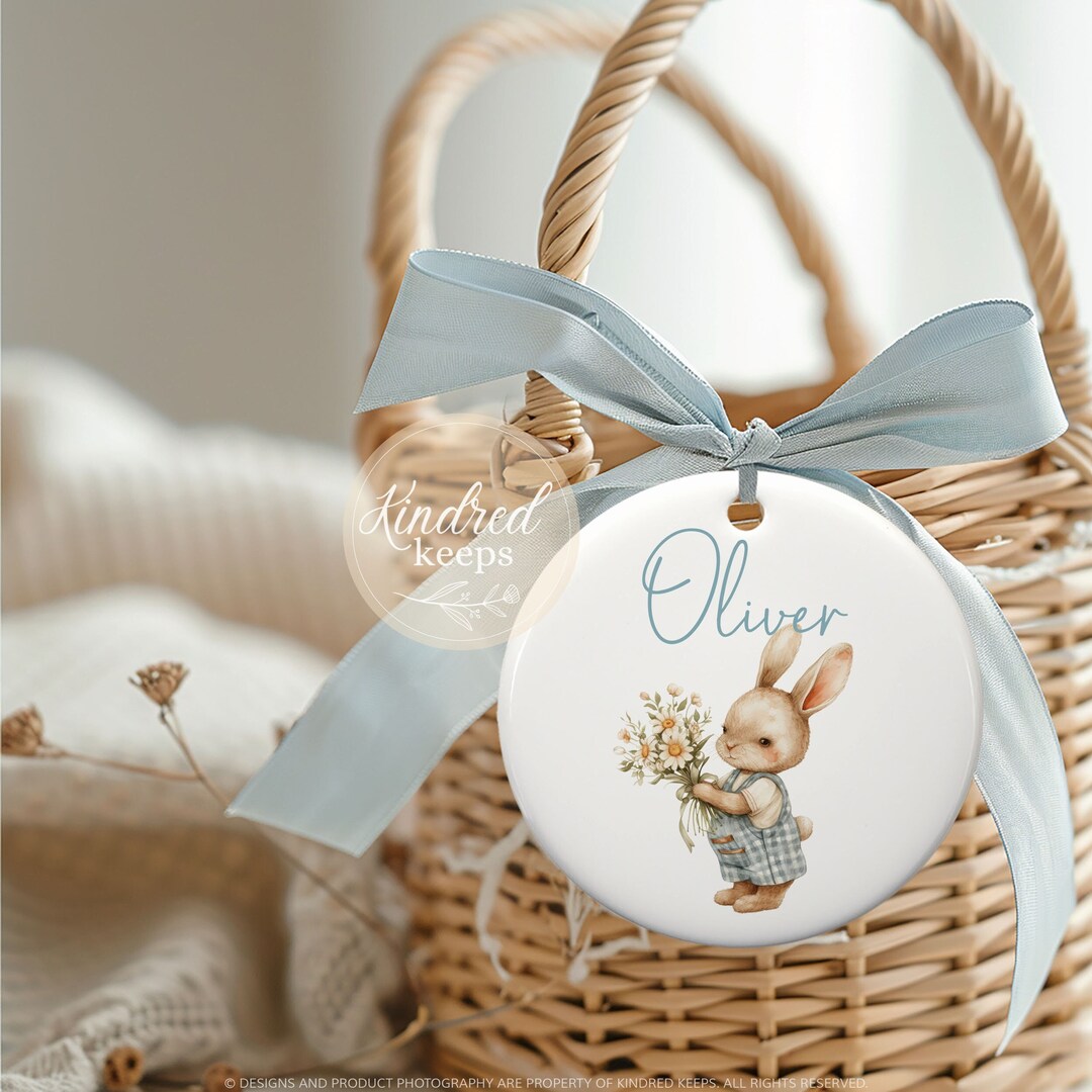 Easter Basket Tag, Easter Ornament for Children, Personalized Bunny ...