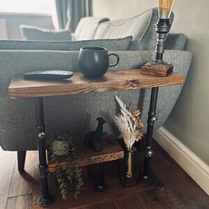 Steampunk End Sofa Narrow Side Table, Shelving Unit Industrial Rustic ...