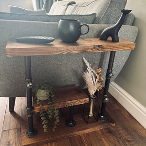 Steampunk End Sofa Narrow Side Table, Shelving Unit Industrial Rustic ...