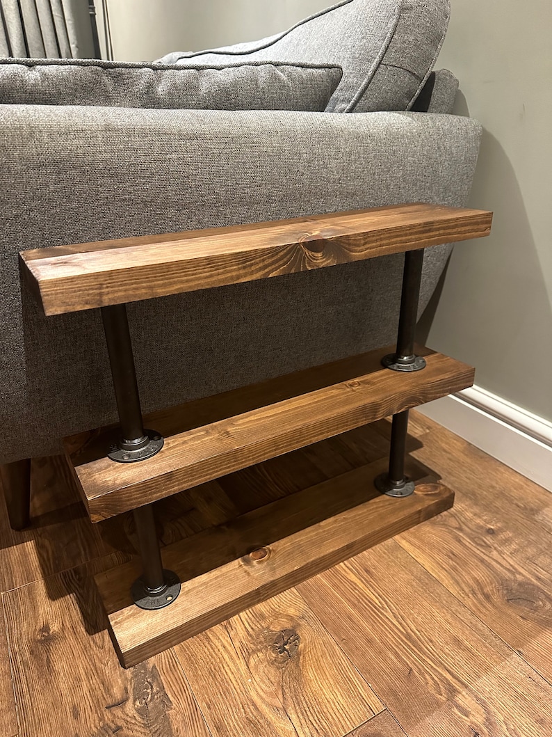 Industrial Pipe End Table | Rustic Sofa Side Table | Handmade Steampunk ...