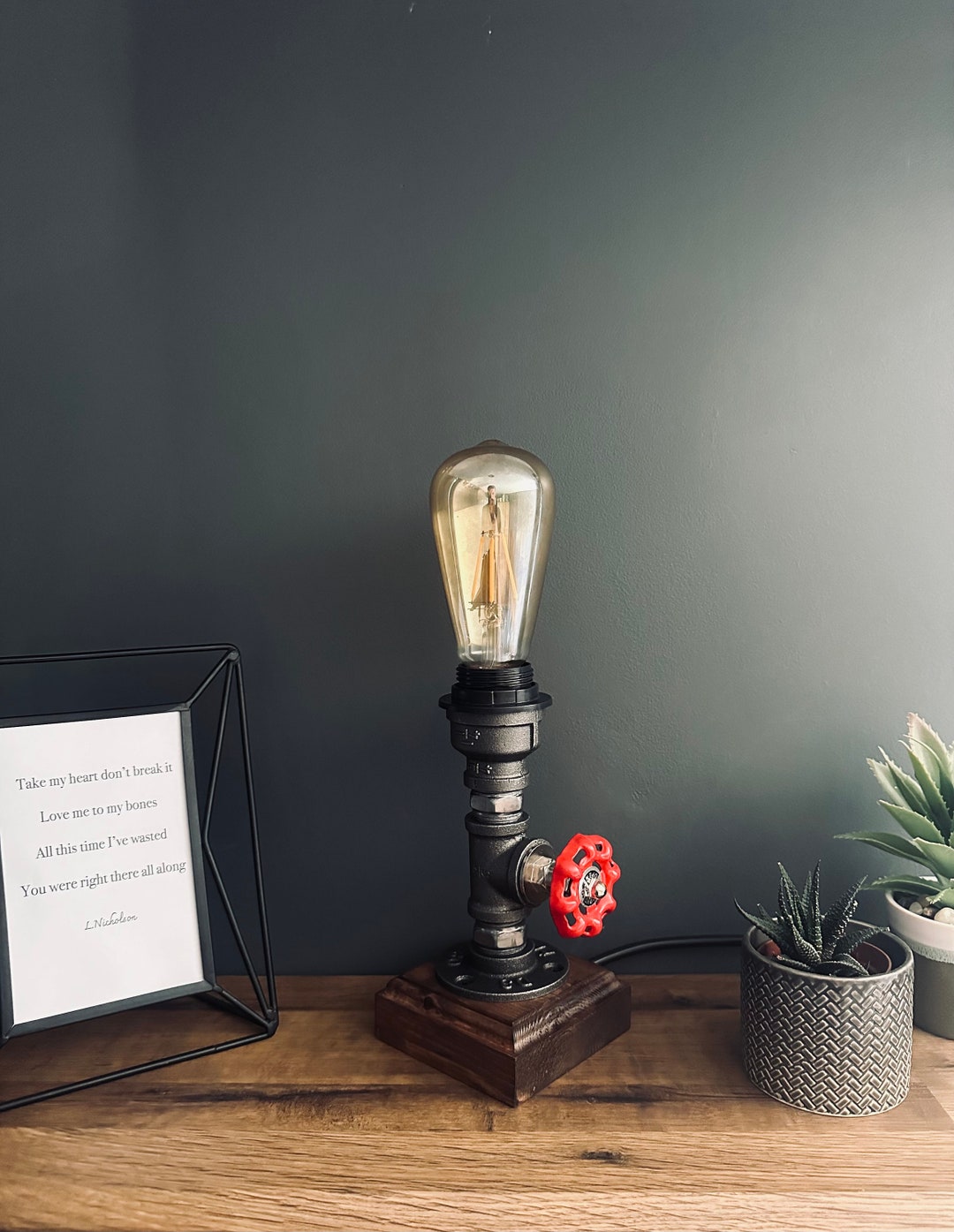 Industrial Rustic Style Pipe Light Steampunk Lamp Desk Table Bedroom ...