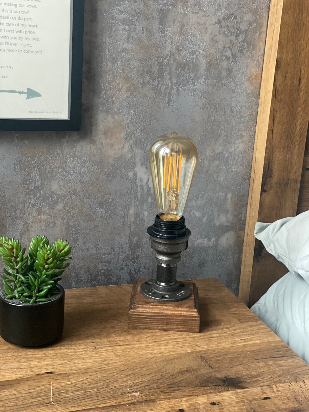 Industrial Rustic Style Pipe Light Steampunk Lamp Desk Table Bedroom ...