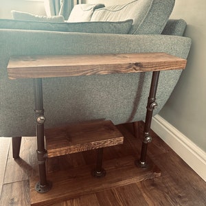 Steampunk End Sofa Narrow Side Table, Shelving Unit Industrial Rustic ...