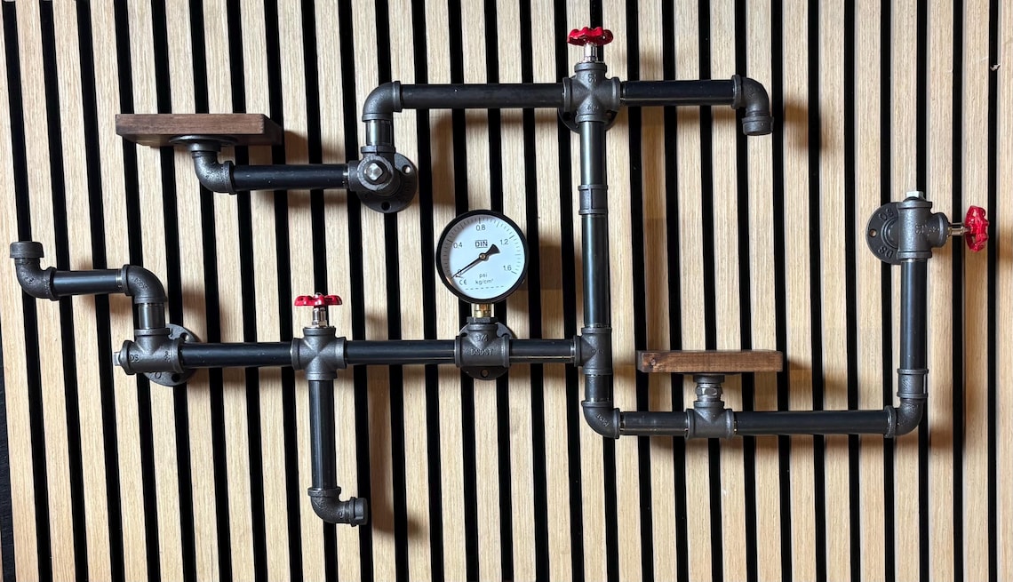 Steam Punk Wall Art Steampunk Farmhouse Decor Pipe Work Wall Shelving ...