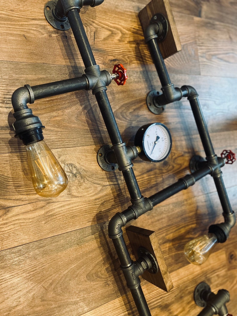 Steam Punk Wall Art Lighting Steampunk Farmhouse Decor Pipe - Etsy